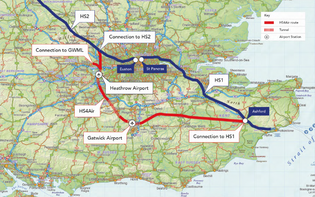 Plans revealed for £10bn high-speed railway to connect Britain's busiest airports, HS1 and HS2 ...