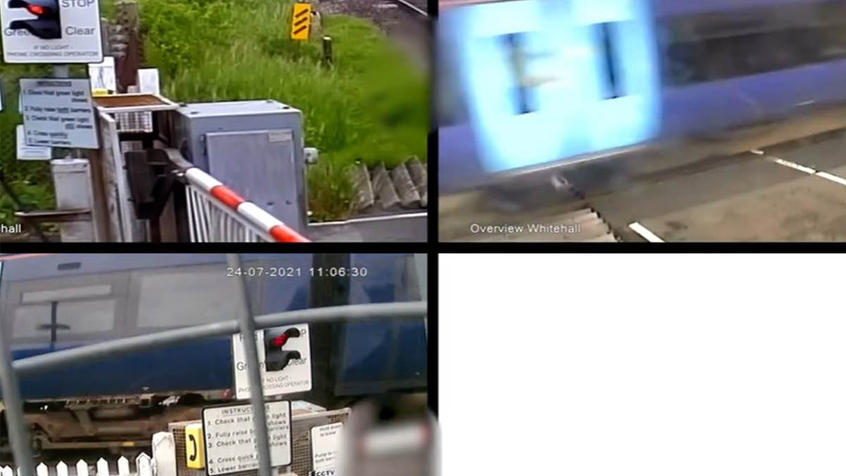 Warning to level crossing users after narrow escape for jogger and ...