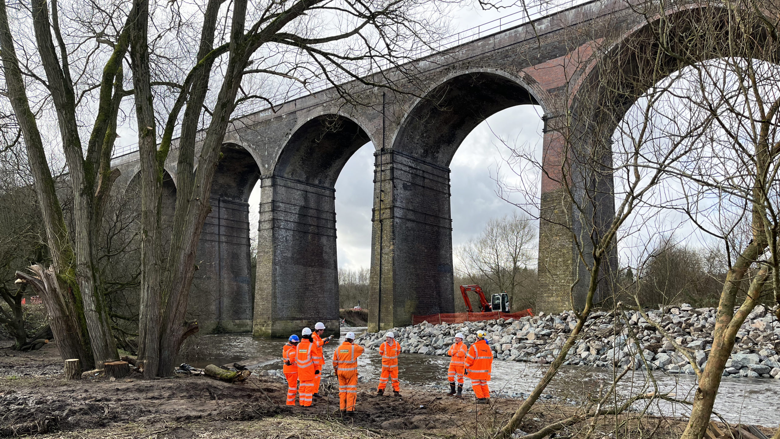 Erosion work on Reddish Vale viaduct restarts after storms - Rail UK