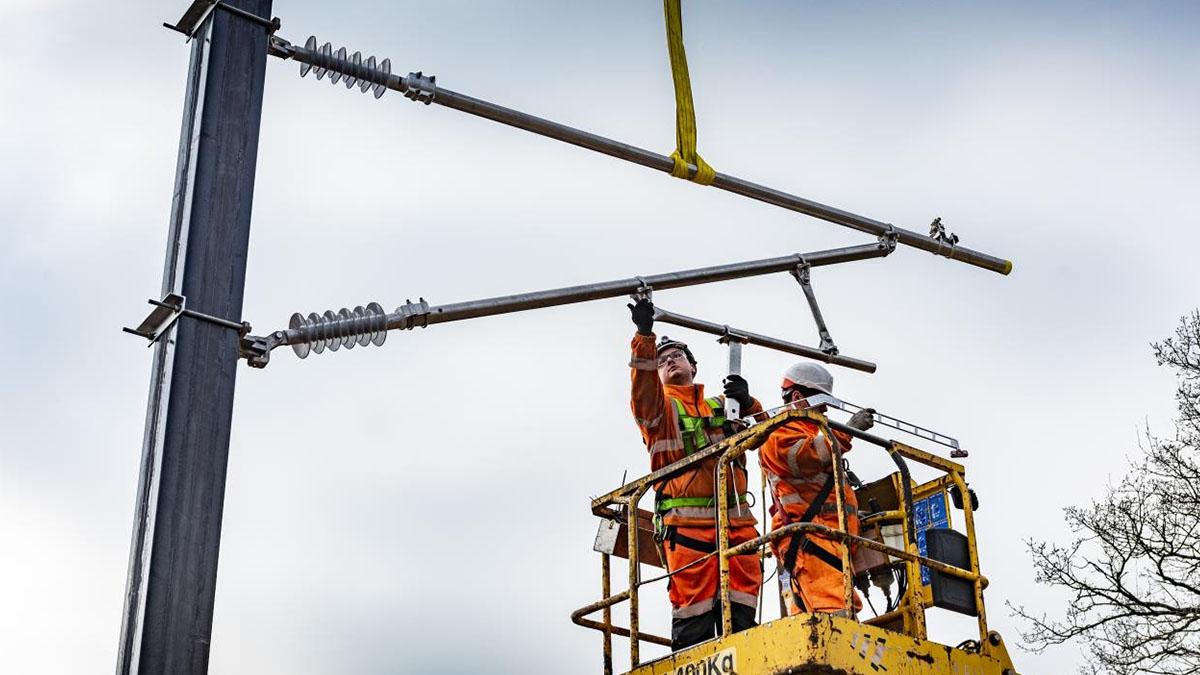 First composite rail mast unveiled to cut electrification costs - Rail UK