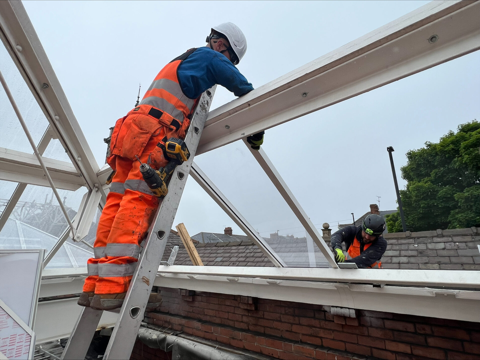 A closer look at the new glazing on historic canopy at Whitley Bay ...