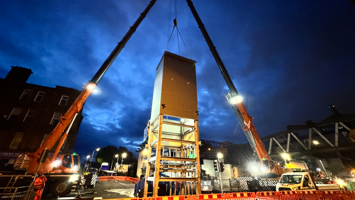 Lift towers successfully installed at Anniesland station - Rail UK
