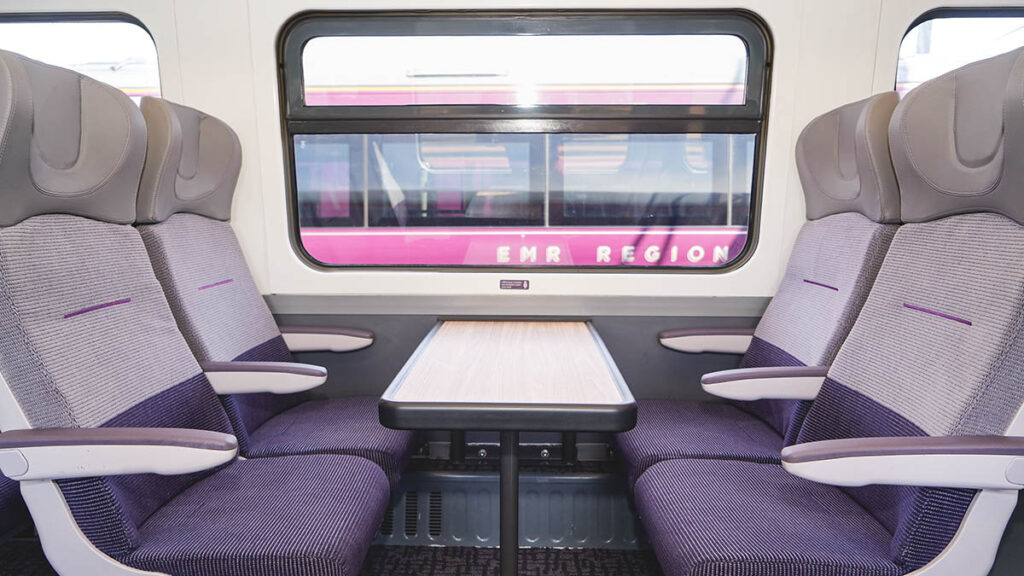 Next chapter of EMR's £60 million big regional refurb begins as first revamped Class 158 enters ...