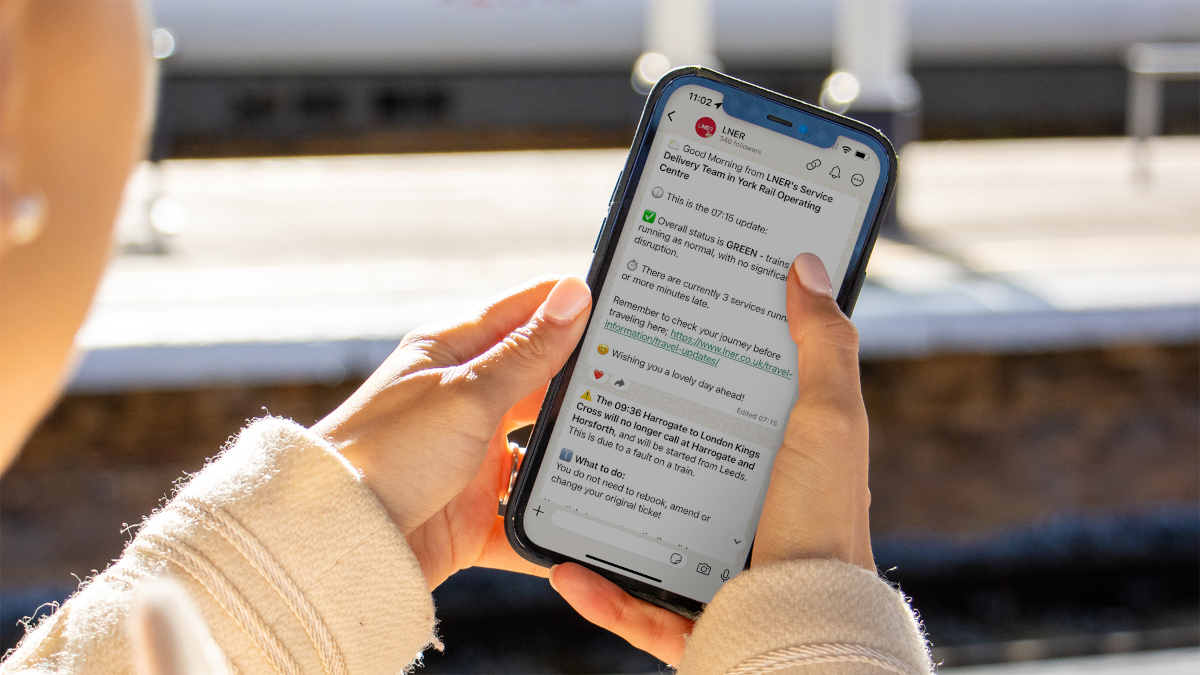 New LNER WhatsApp channel provides travel updates service information ...