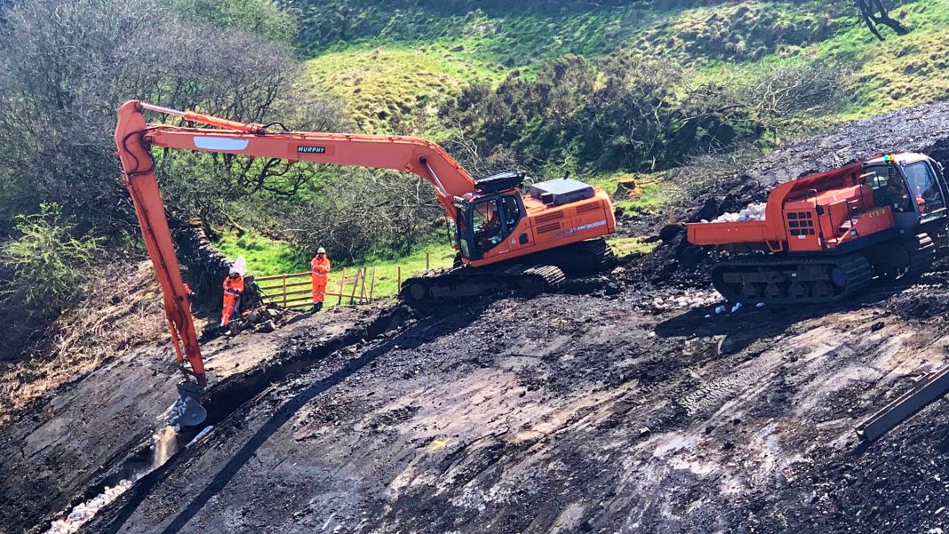 Embankment stabilisation continues in the Derbyshire Peak District ...